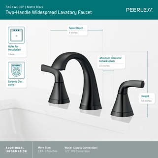 P3535LF-BL - Two Handle Widespread Lavatory Faucet